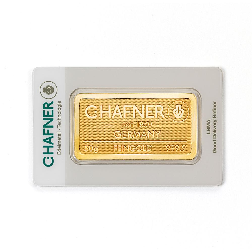 50 g Goldbarren C. Hafner
